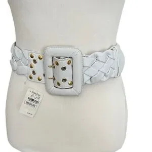 Be&D | Accessories | Nwt Vintage Bed White Braided Woven Leather Gold ...